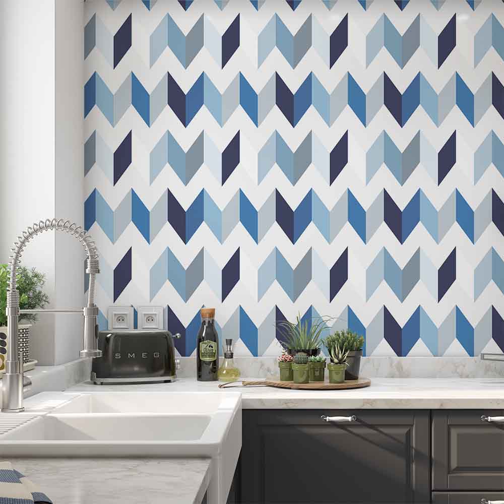 Papeis De Parede Chevron Azul Petroleo Adesivo Papel De Parede Azulejo