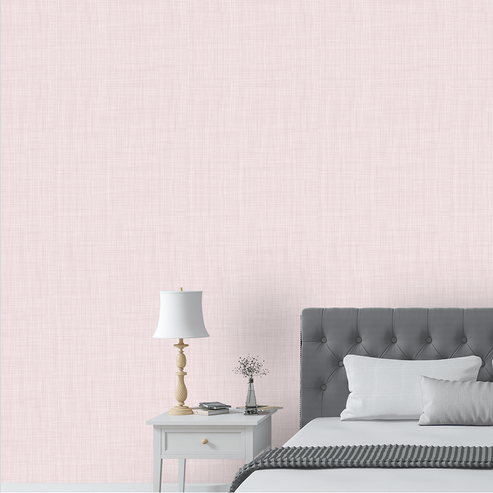 Papel de Parede Linho Rosa-Claro Ísis | Defacile - Defacile